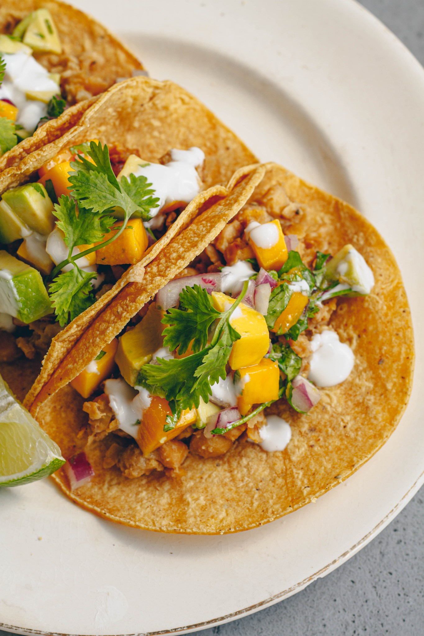 Miso-glazed Chickpea Tempeh Tacos with Mango Avocado Salsa – healthienut