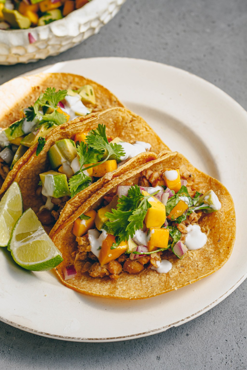 Miso-glazed Chickpea Tempeh Tacos with Mango Avocado Salsa – healthienut